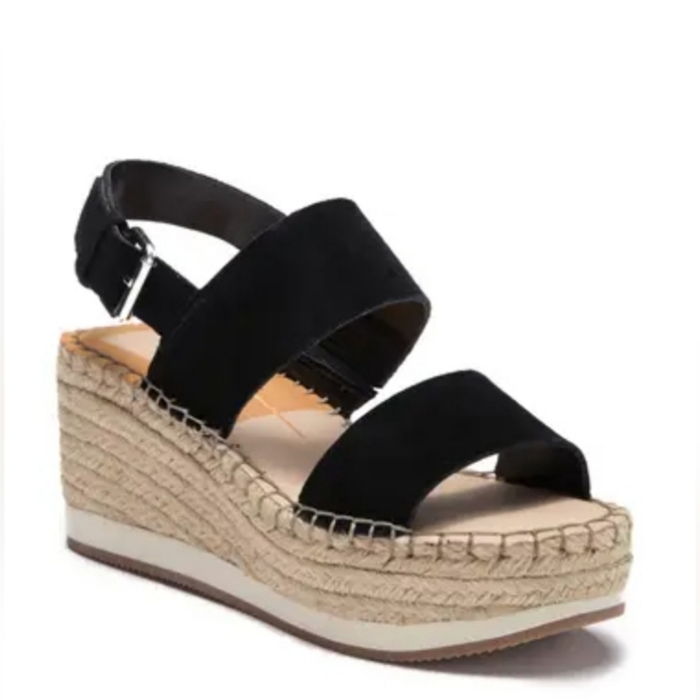Dolce Vita Black Maggie Espadrille Wedge Sandals - Gem
